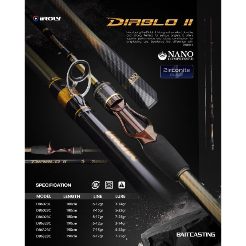 Jual Joran IROLY Diablo II Bait Casting | 180 190 | Shopee Indonesia