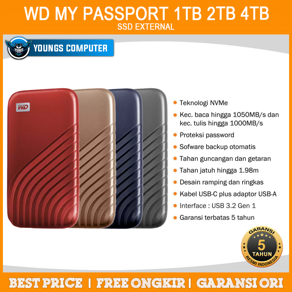 Jual WD MY PASSPORT SSD 500GB 1TB 2TB 4TB Portable External SSD ...