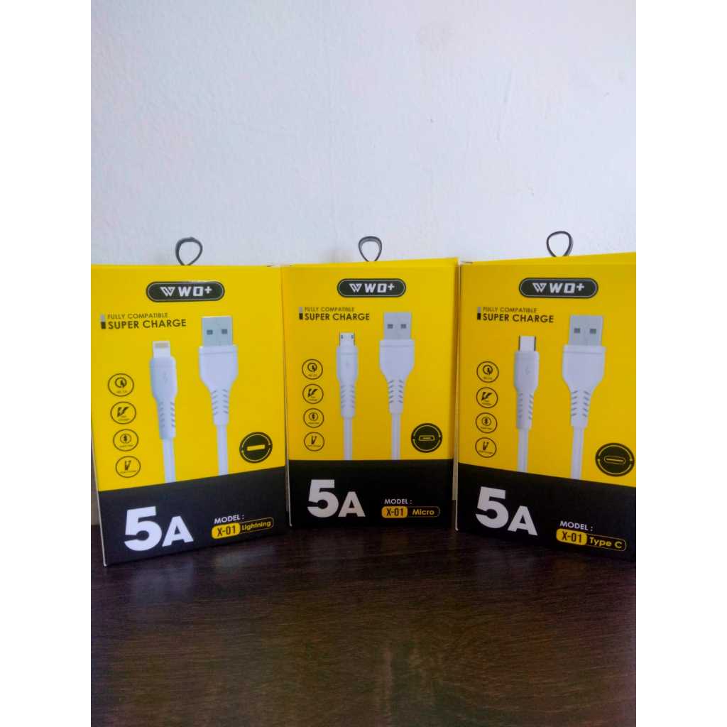 Jual Kabel Charger Micro, type C Lightning 5A Panjang 1M WO+ WX-01 ...