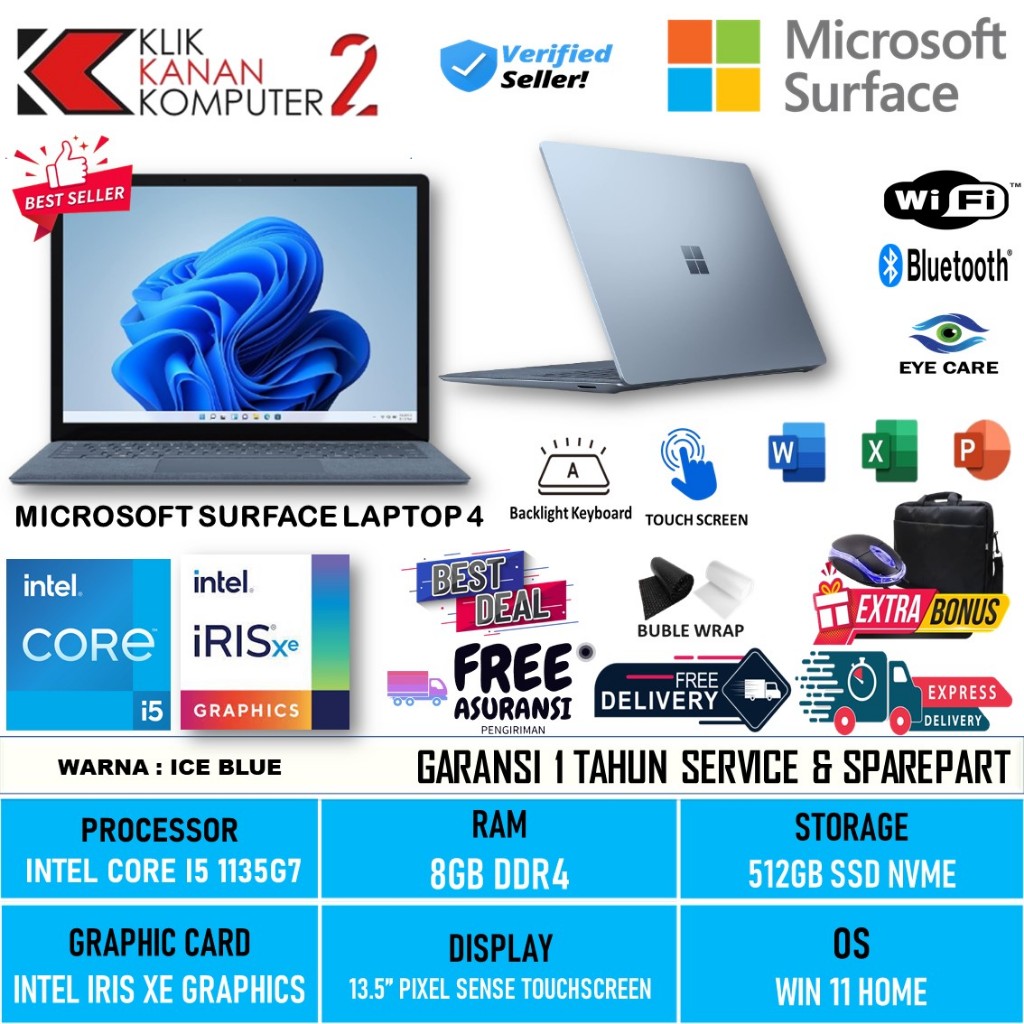 Jual LAPTOP ULTRABOOK MICROSOFT SURFACE LAPTOP 4 INTEL I5 1135G7 8GB ...