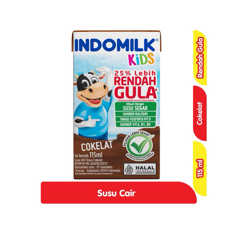 Jual Indomilk Kids Susu UHT Cokelat Less Sugar 115 ml | Shopee Indonesia