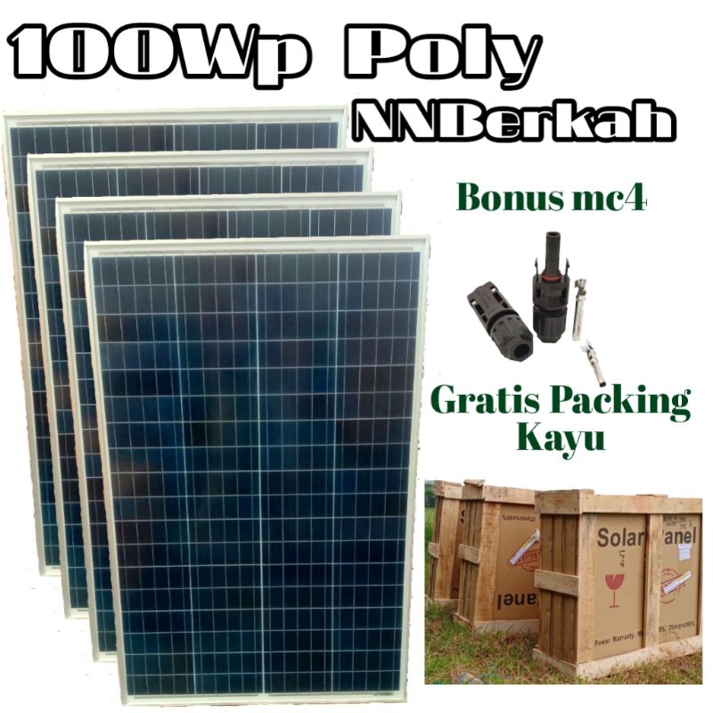 Jual Paket 4pcs Solar Panel GH 100Wp Poly Solar Cell Panel Surya ...