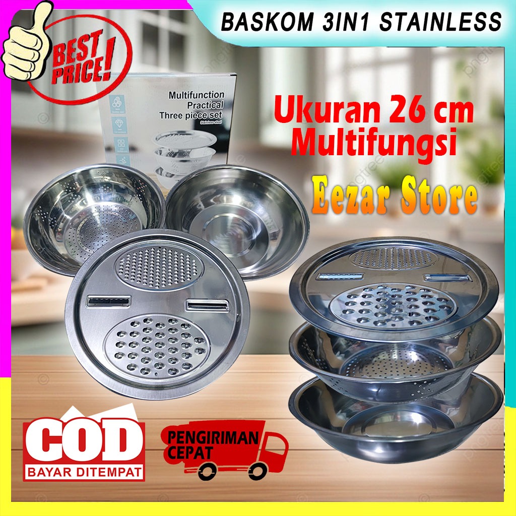 Jual Baskom Parut Dapur Stainless 2IN1 / Parutan Multifungsi/ Parutan ...