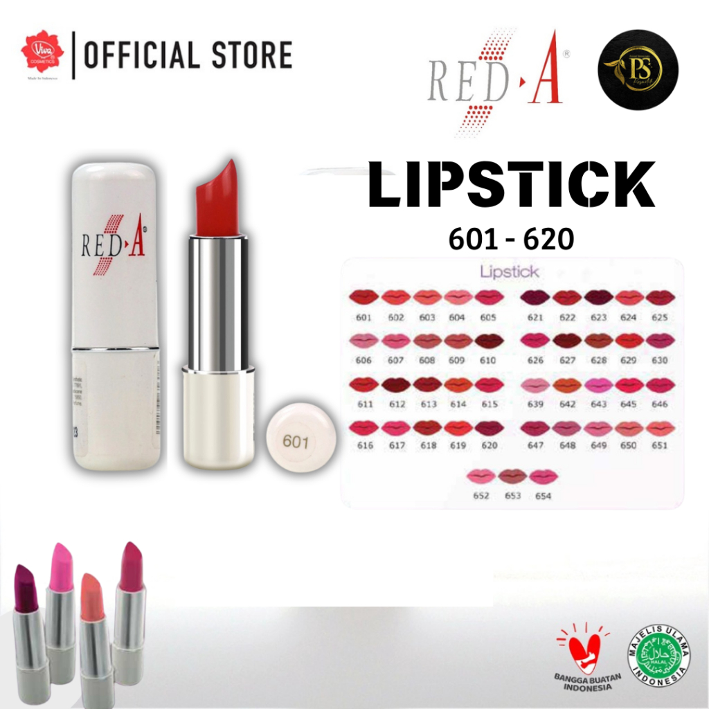 Jual RED A LIPSTICK SERIES No 601 - 620 Netto 3 gr | Shopee Indonesia