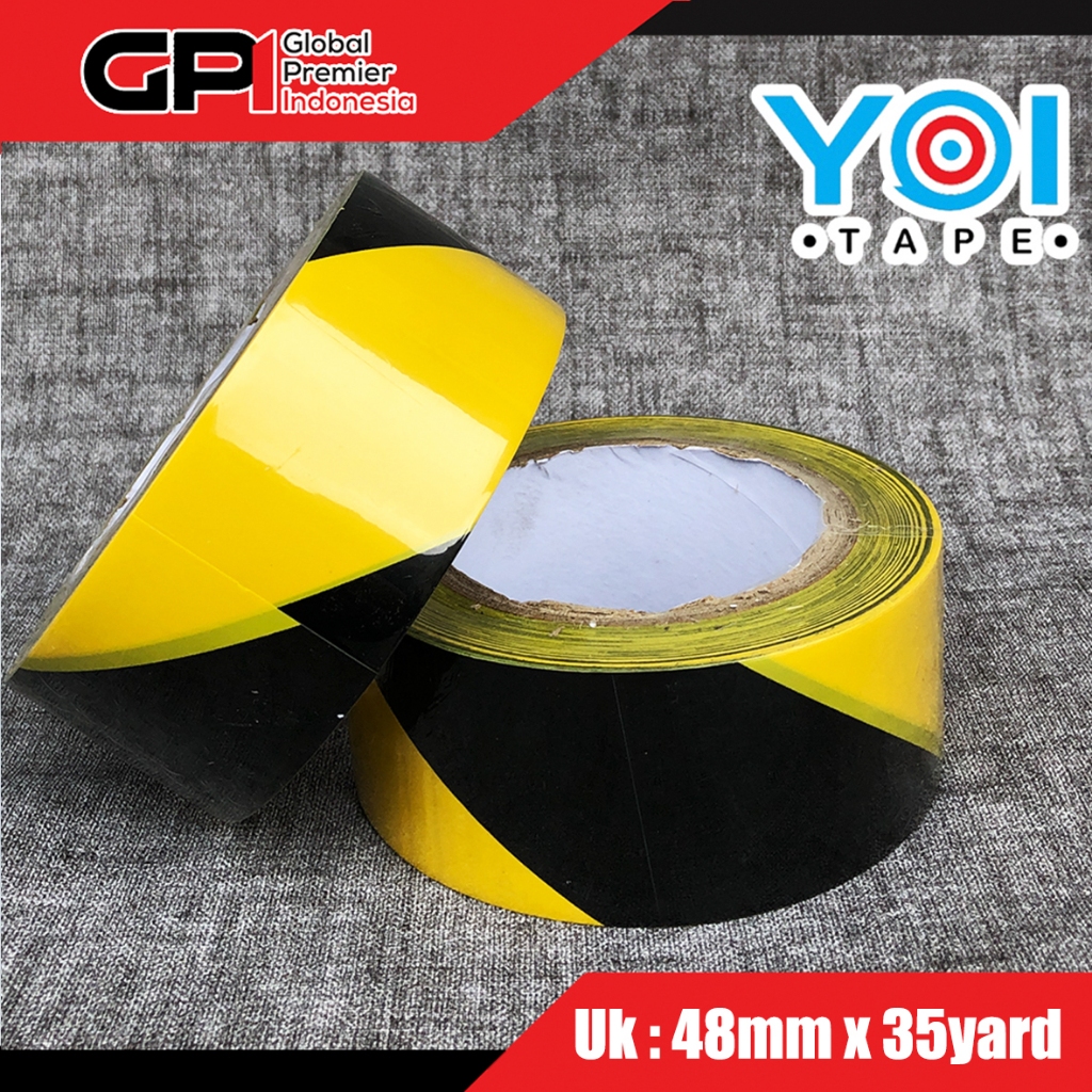 Jual YOI Tape Lakban Isolasi Police Line Garis 48mm x 35y Polisi Hitam Kuning Floor Marking ...