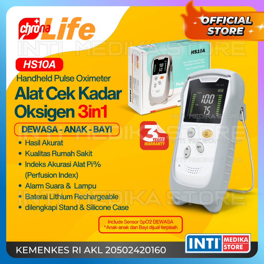 Jual CHRONA LIFE - Alat Cek Kadar Oksigen 3in1 Bayi Anak Dewasa | Pulse ...