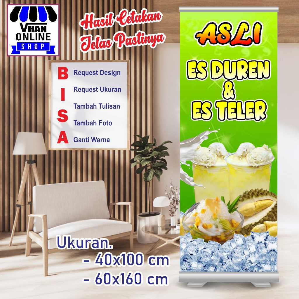 Jual Banner Spanduk Es Durian dan Es Teler Dengan Design Warna Kuning ...