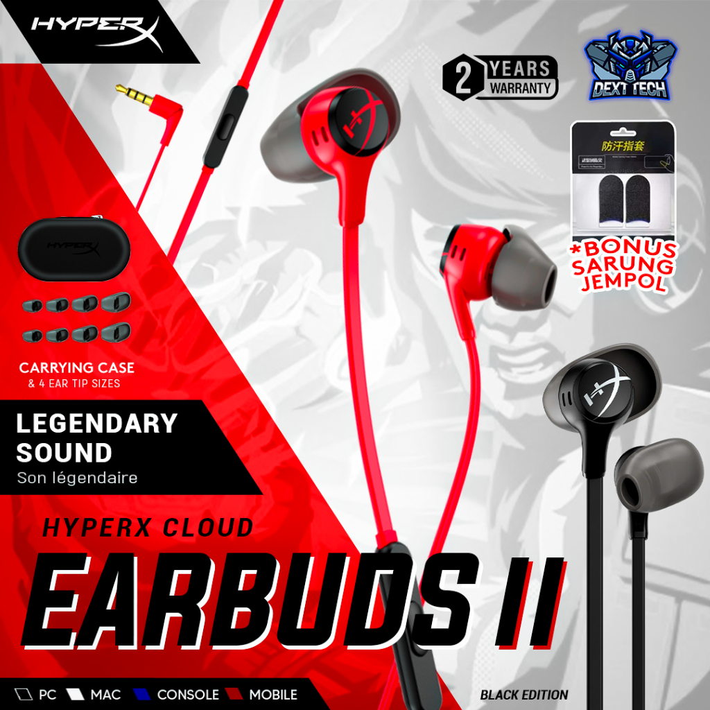 Jual HyperX Cloud Earbuds II Gaming Earbuds Earphone with Mic / EARBUDS ...