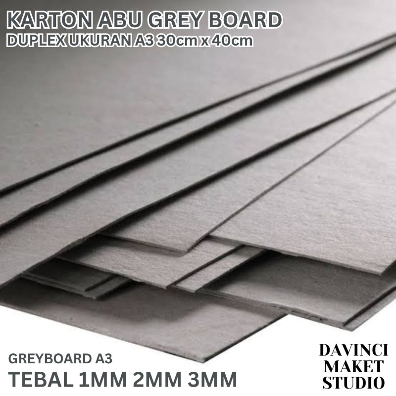 Jual (Grey) Karton Abu Bahan Maket 1mm 2mm 3mm A3 30cm x 40cm - Grey ...