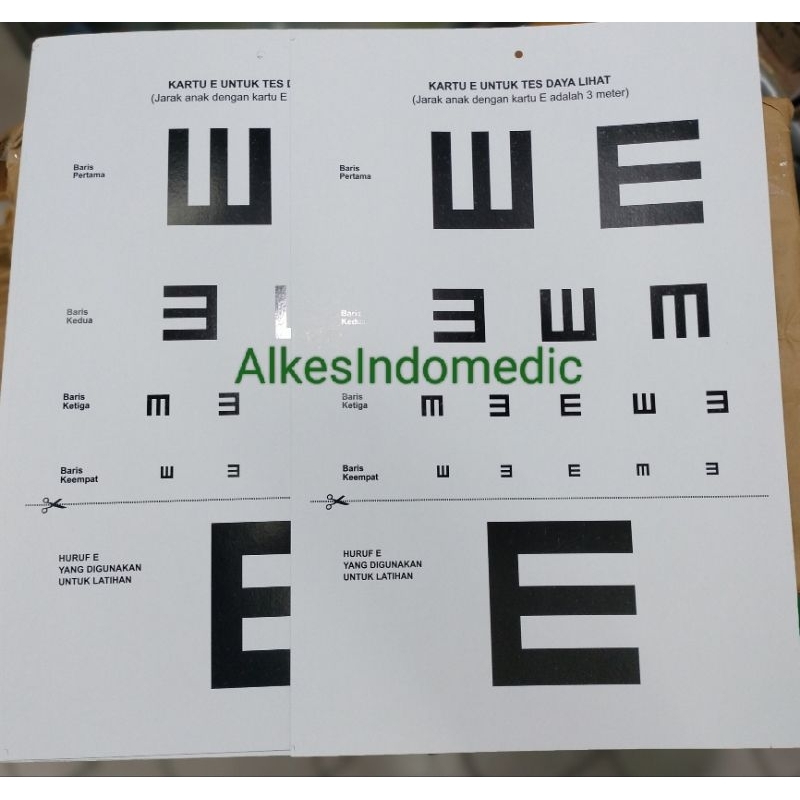 Jual Snellen chart E alat tes rabun mata kertas tes mata alat terapi ...
