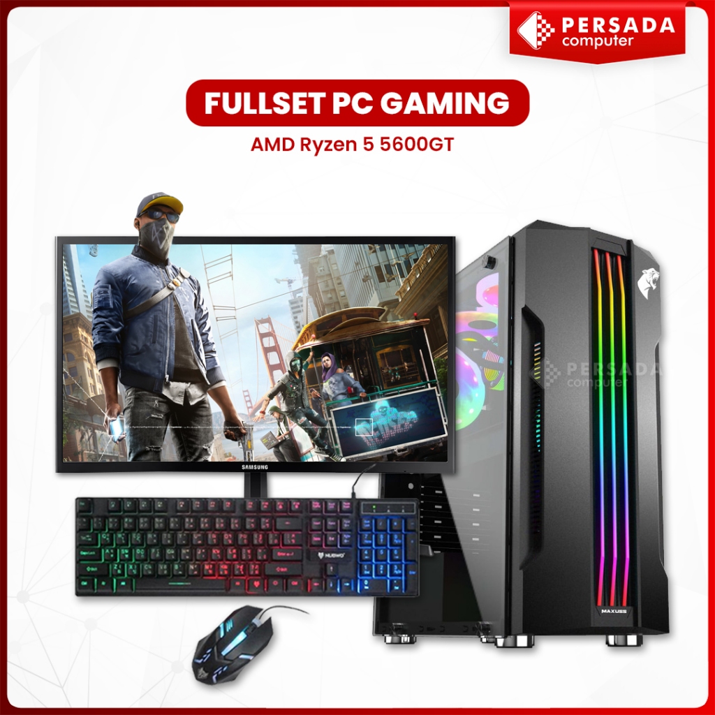 Jual FullSet PC Gaming AMD Ryzen 5 5600GT I 16GB I SSD I LED 24" I ...