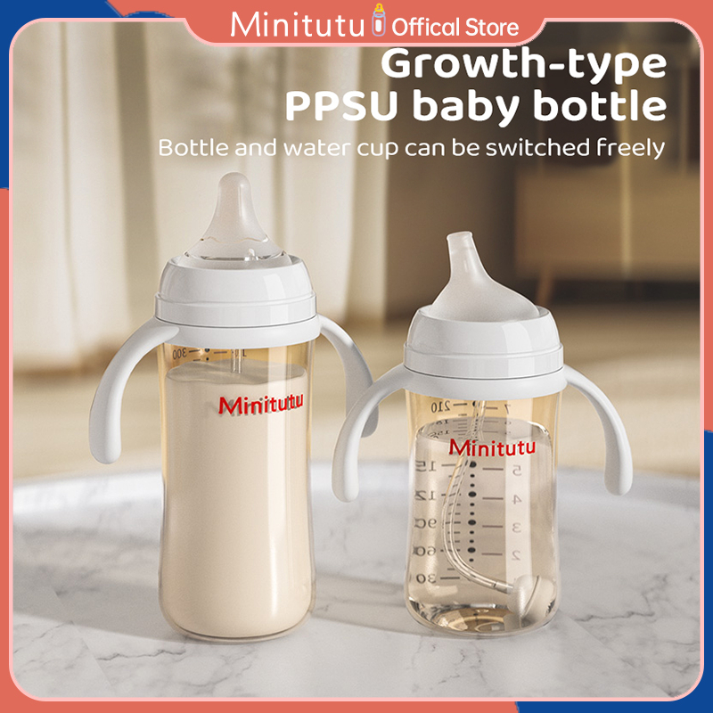 Jual Minitutu Botol Susu Bayi Bahan PPSU dan Sippy Cup dengan Skala Suhu Anti Jatuh Bebas BPA ...