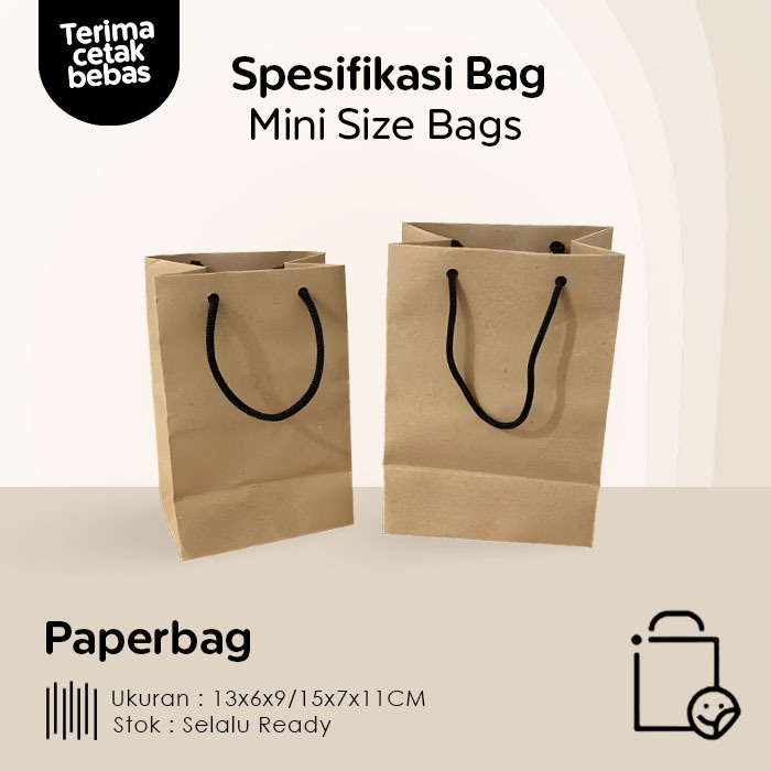 Jual (Mini) Paper Bag Coklat 13x6x9 / 15x7x11 CM, Papper Bag Kado ...