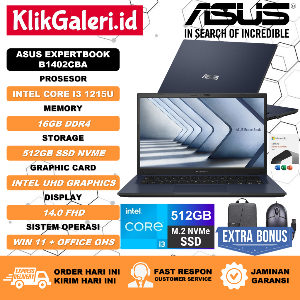 Jual Laptop Asus ExpertBook B1 B1402 Intel Core i3 Gen 12 RAM 16GB ...