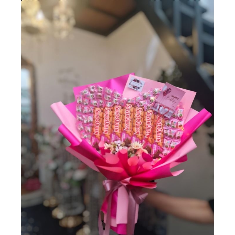 Jual ( GRAB) SAMEDAY DELIVERY Bouquet Love Bunga Yupi Permen mix Coklat ...