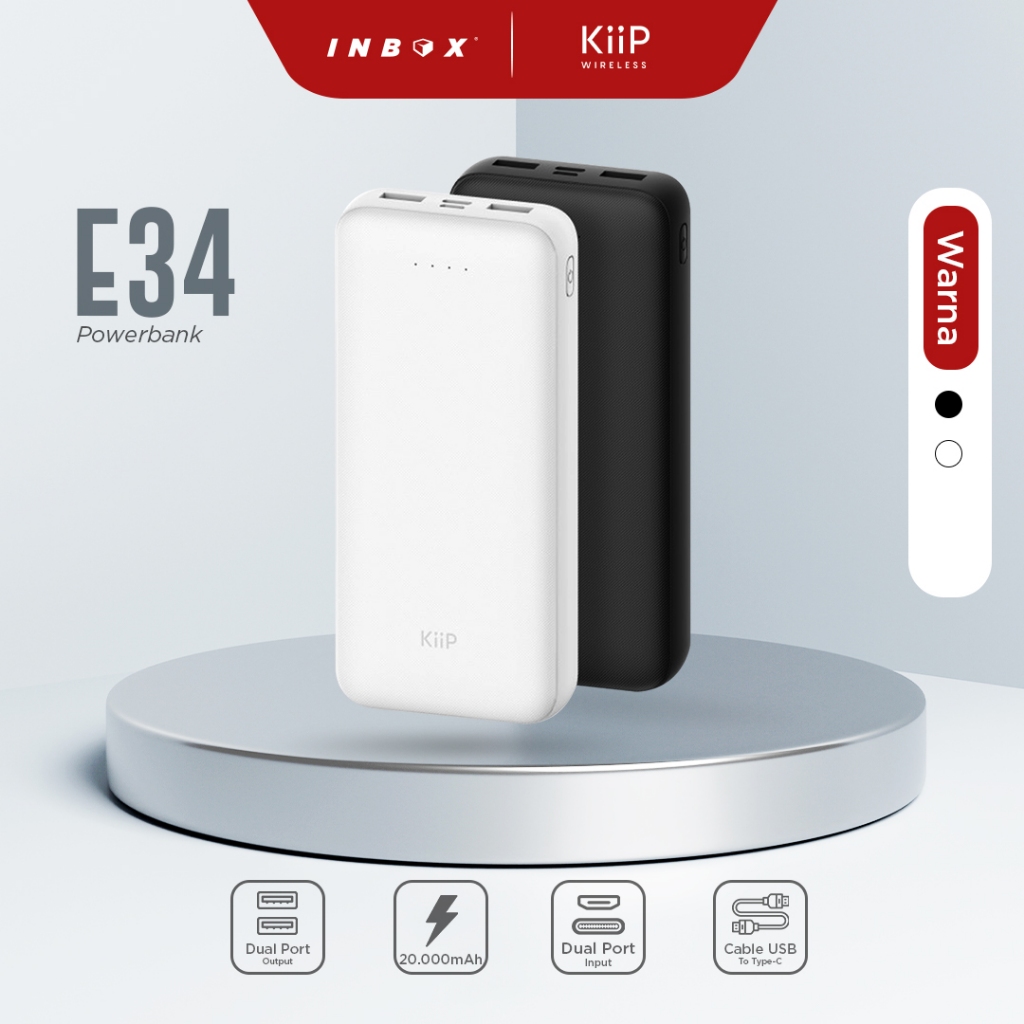 Jual KiiP E34 Power Bank 20000mAh Dual Input Type-C Micro Dual Output ...