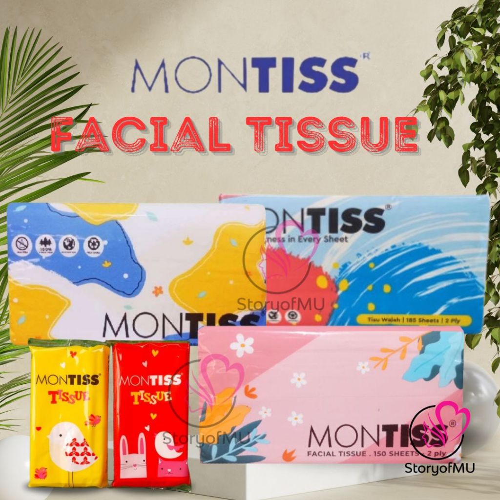 Jual MONTISS Tissue 2 Ply Travel Pack 50 Sheets | 150 Sheets | 185 ...