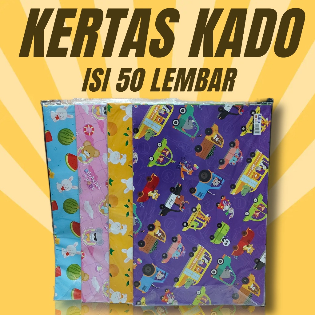 Jual KERTAS KADO SIDU DAN KIKY 1 PACK ISI 50 LEMBAR | Shopee Indonesia