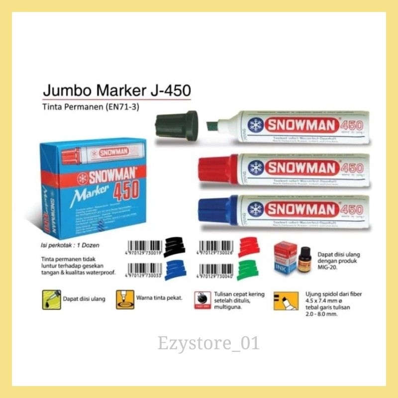 Jual Spidol Snowman Permanen Permanent BESAR JUMBO HITAM BIRU MERAH 450 ...