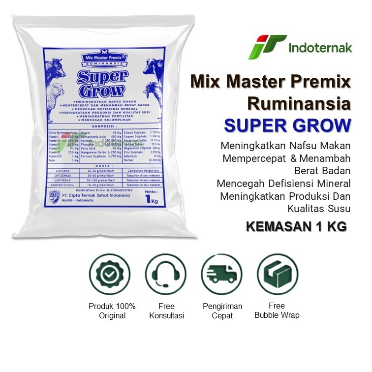 Jual MIX MASTER PREMIX SUPER GROW - Suplemen Pakan Untuk Sapi Kambing Domba | Shopee Indonesia
