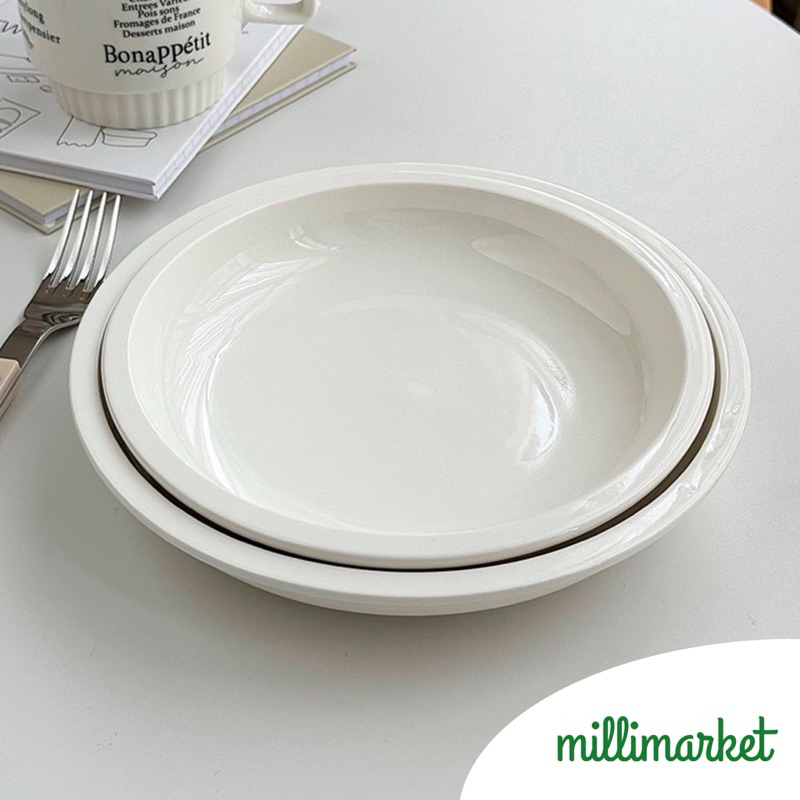 Jual [MILLI] OZA BASIC DEEP PLATE / Piring cekung keramik putih polos ...
