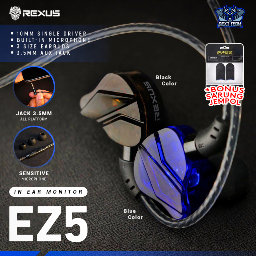Jual Rexus EZ5 IEM In Ear Monitor Wired Earphone Gaming with Mic ...