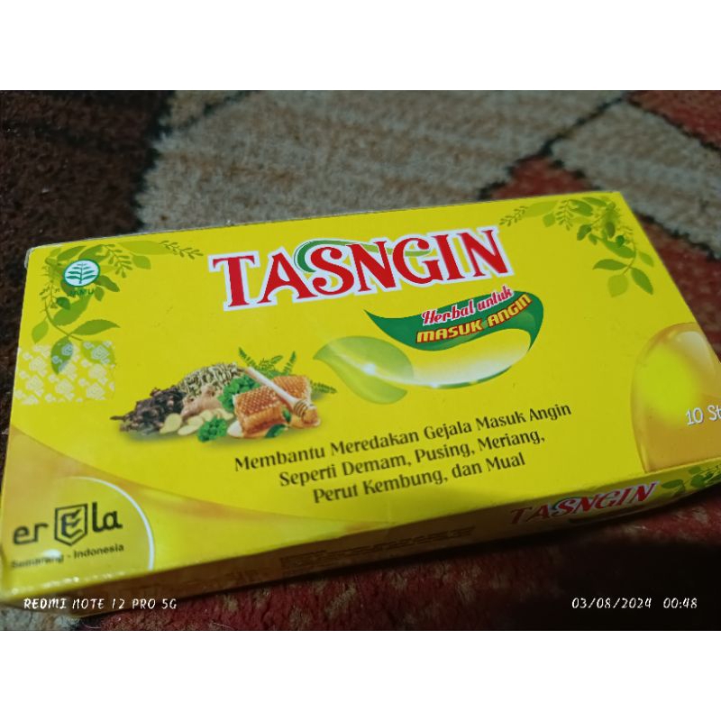 Jual TASNGIN perbox/ Herbal pereda masuk angin/1 box isi 10 stik @15 ml ...
