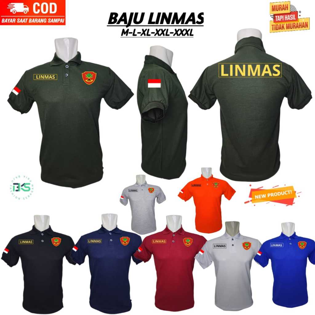Jual BAJU KERAH LINMAS ARMY FULLBORDIR BANYAK PILIHAN WARNA | KAOS ...