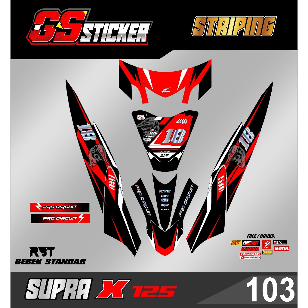 Jual STICKER STRIPING MOTOR RBT SUPRA X 125 RBT BEBEK MODIF SUPERMOTO ...