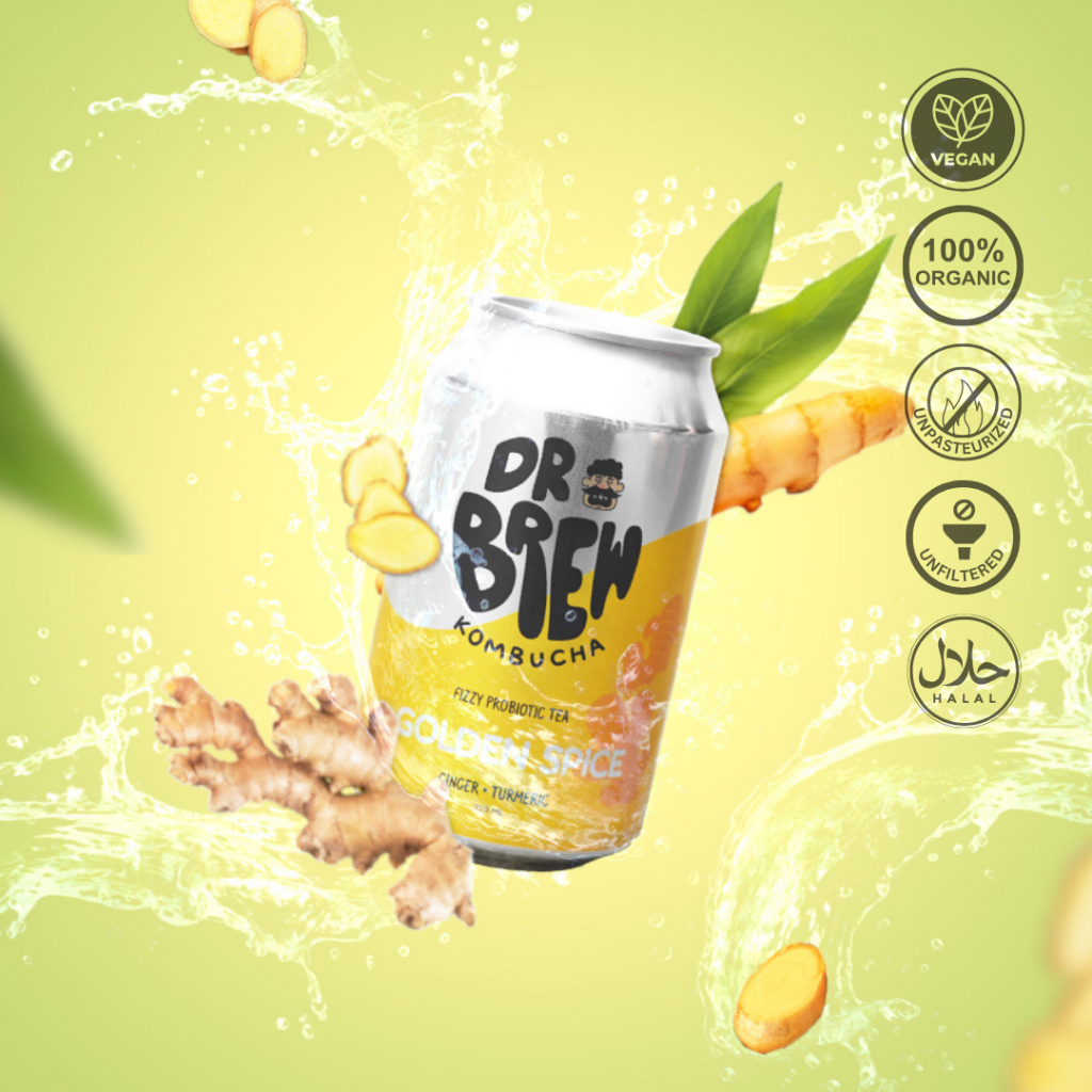 Jual GOLDEN SPICE KOMBUCHA by Dr Brew Ginger Jahe Turmeric Kunyit Fizzy ...