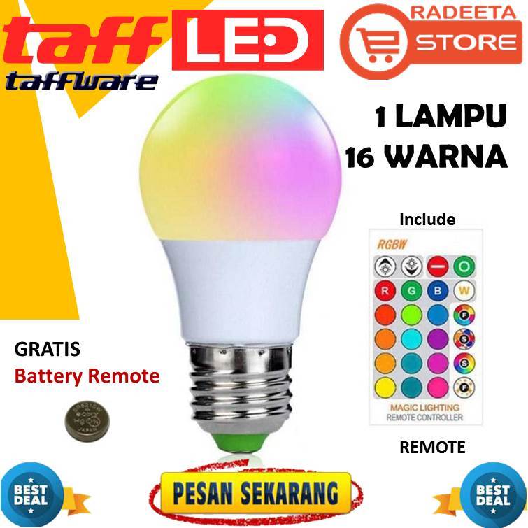 Jual Lampu LED Bohlam RGB 16 Warna dengan Remote Control - TaffLED ...