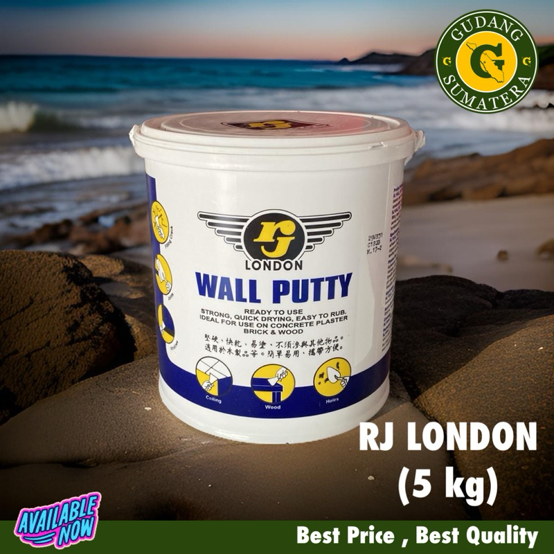 Jual RJ London wall putty 5kg 5000gr Dempul Tembok Plamir Tembok Dempul ...