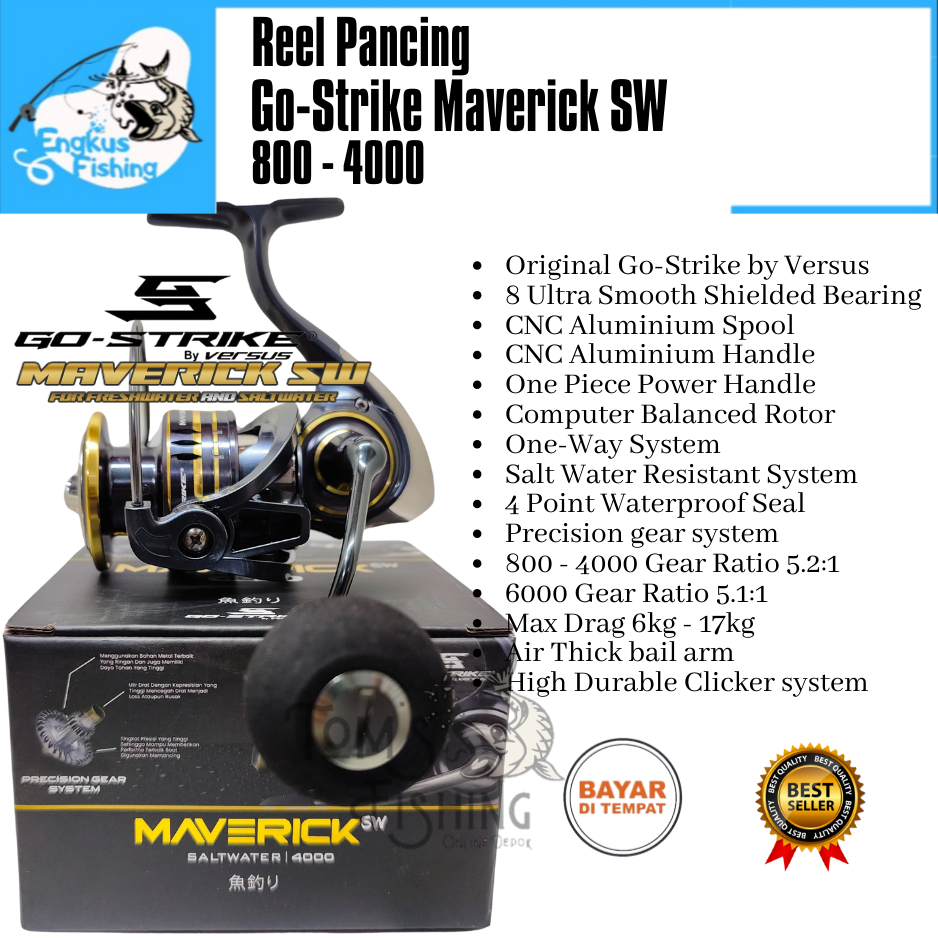 Jual Reel Pancing Go Strike MAVERICK SW 800 - 6000 (8 Seal Bearing) by ...