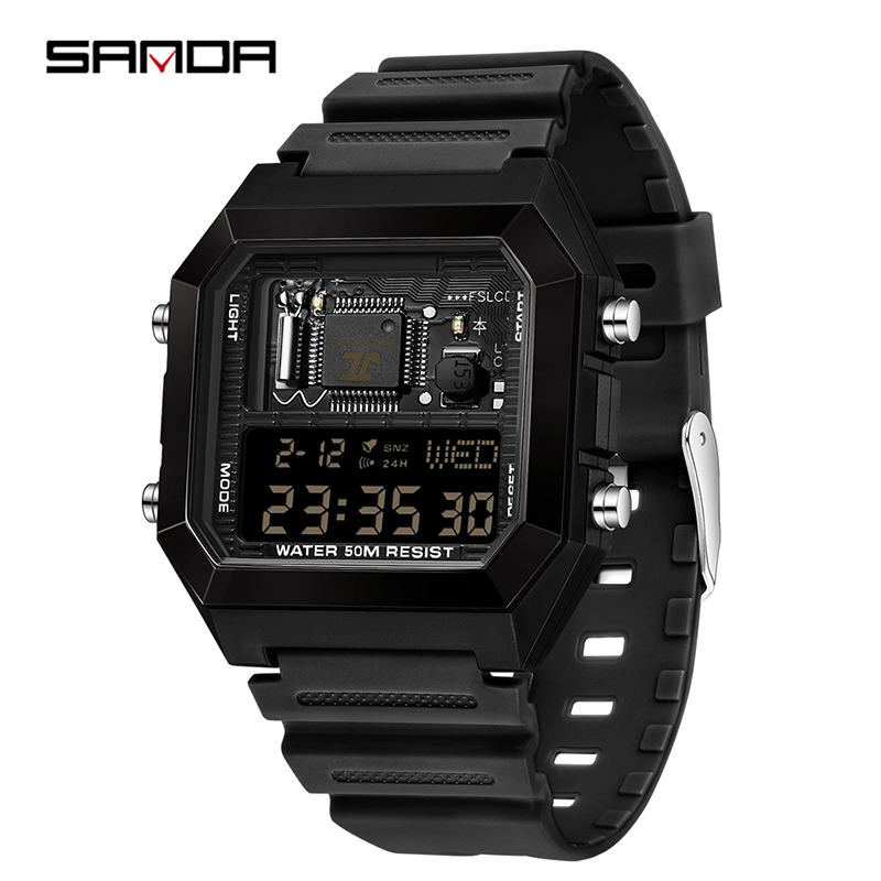 Jual SANDA 6216 Jam Tangan Pria Digital Tali Rubber Chronograph Anti Air | Shopee Indonesia