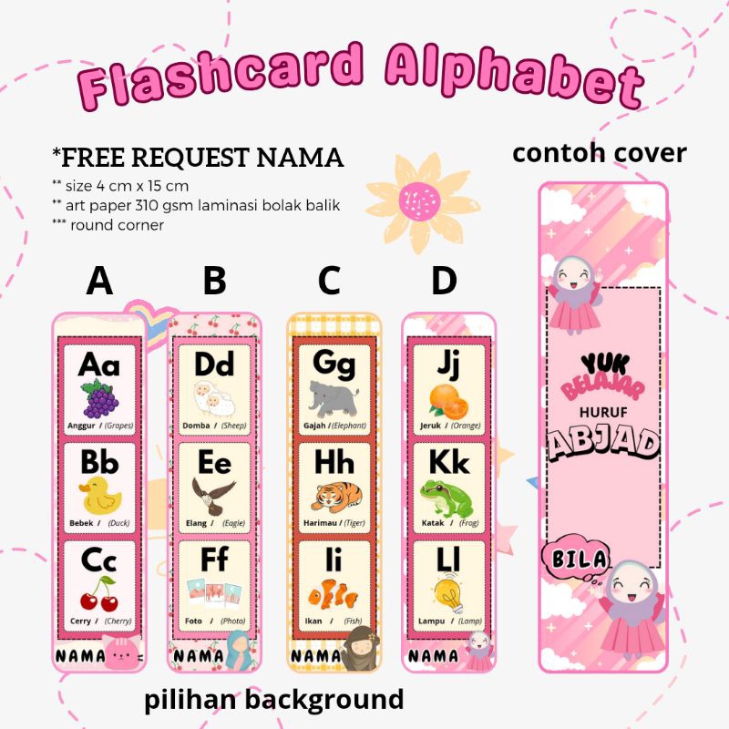 Jual Flashcard Alphabet custom nama | Shopee Indonesia