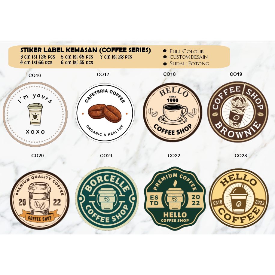 Jual (FREE CUSTOM) Stiker kopi kemasan / stiker minuman/ stiker kopi ...