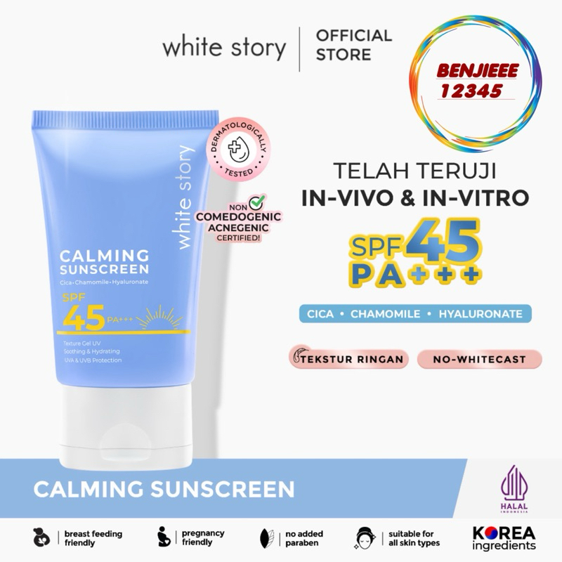 Jual White Story Sunscreen SPF45 PA+++ Calming sunscreen WHITE STORY ...