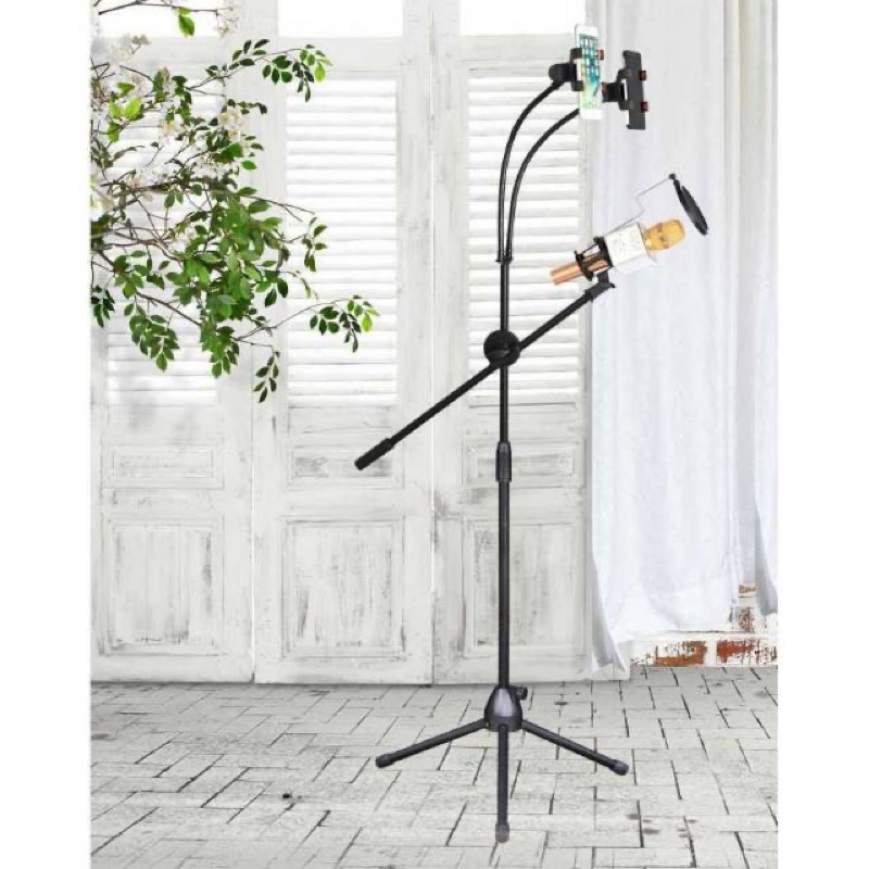 Jual TRIPOD MICROPHONE STAND SJ-12 Stand Mic dengan 2 standing hp ...