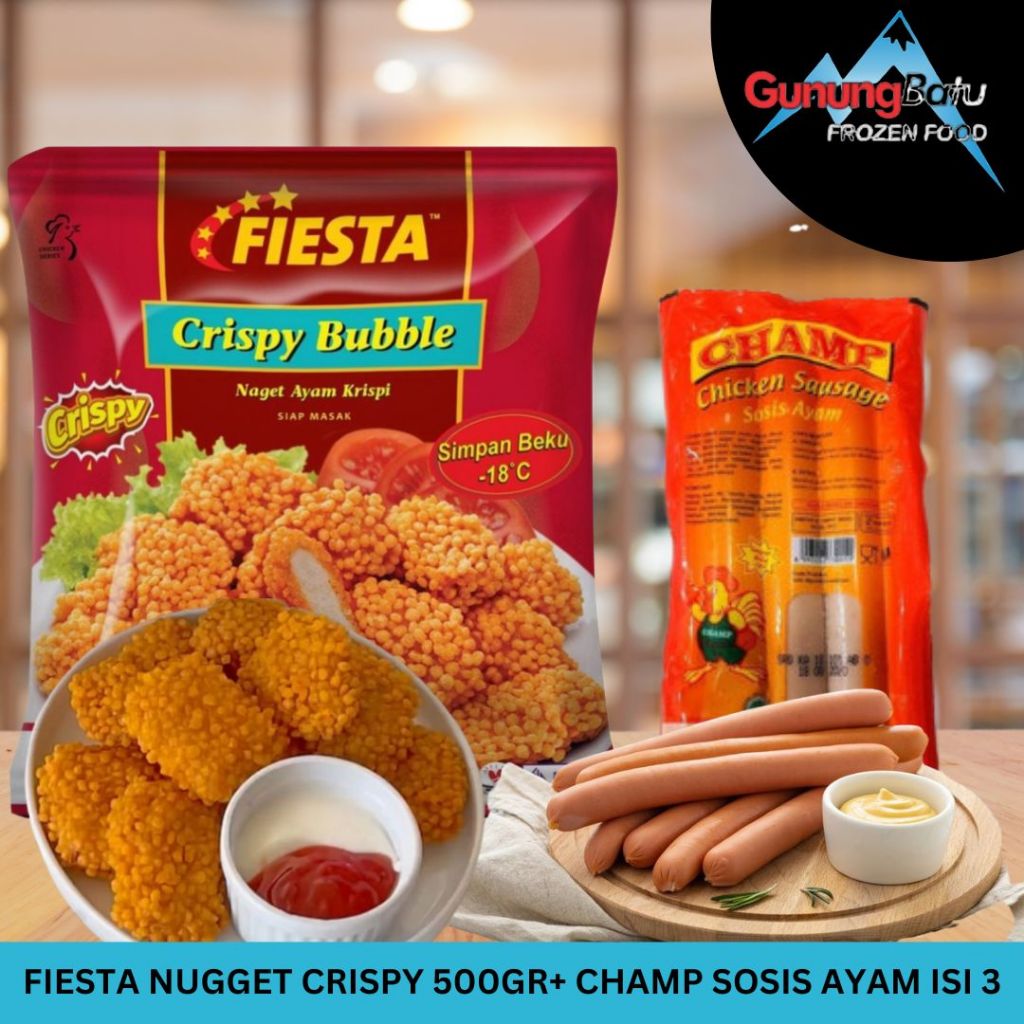 Jual NEW!! FIESTA NUGGET CRISPY BUBBLE + CHAMP SOSIS AYAM ISI 3 ...