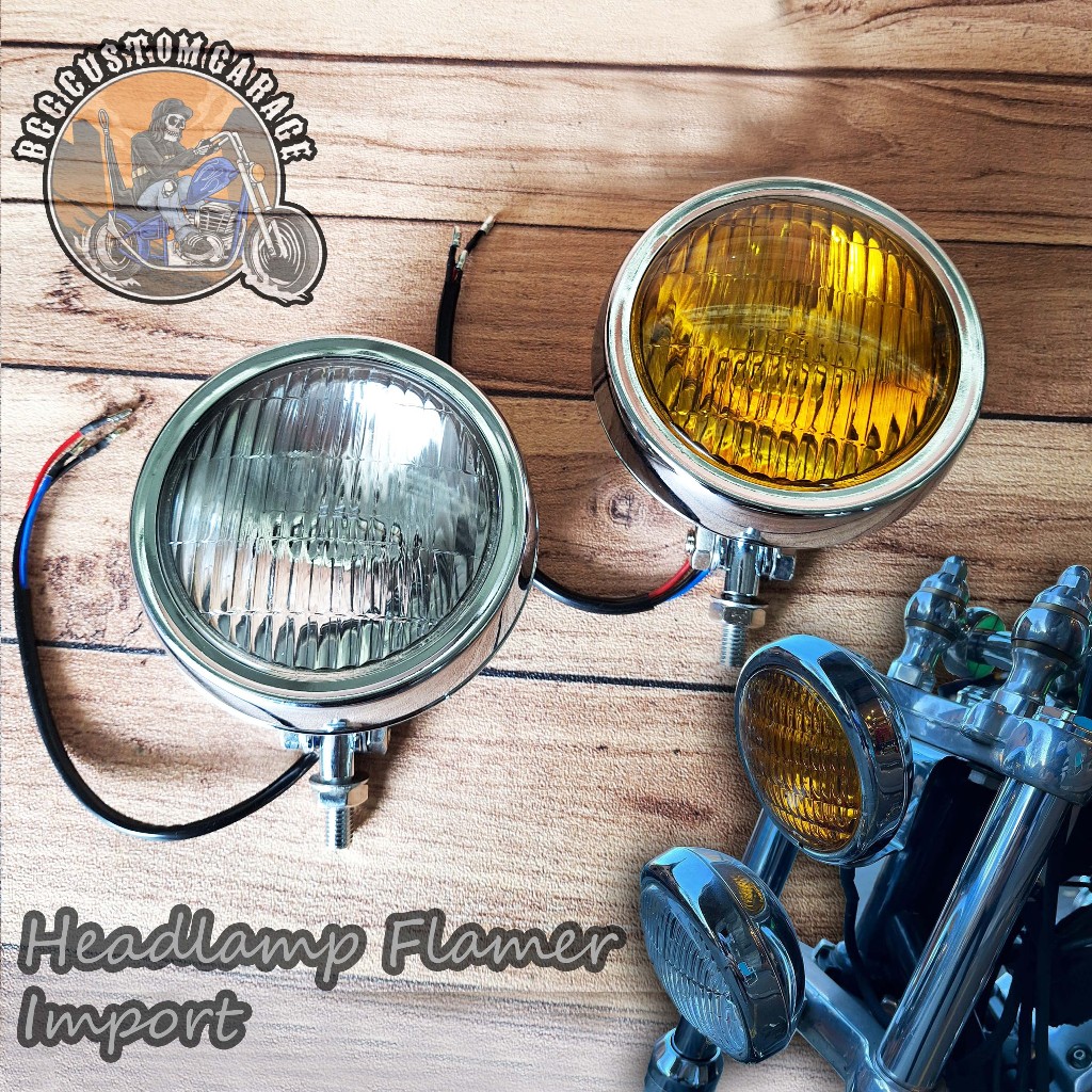 Jual Lampu depan Classic import . Lampu chopper . Headlamp Depan Flamer ...