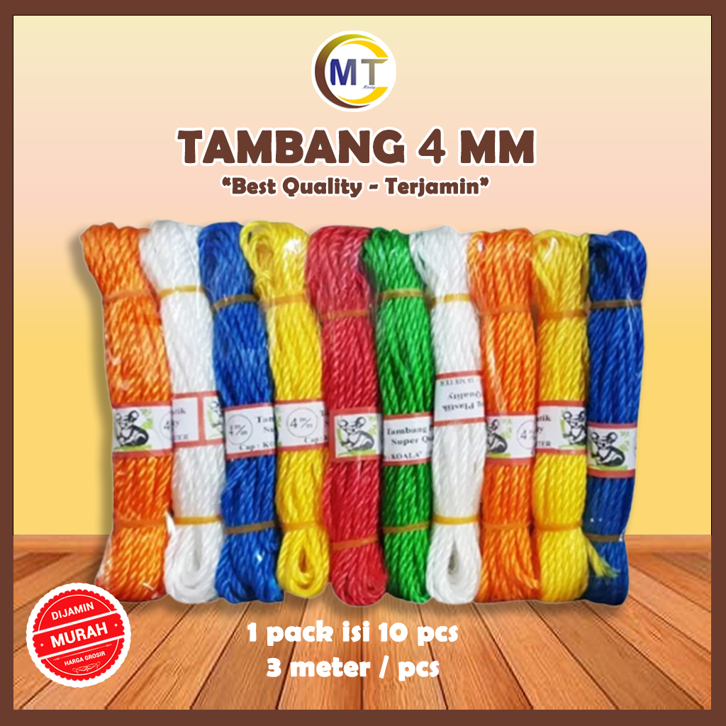 Jual Tali Tambang 4 mm Warna 1 Pack Tambang Plastik Super Tali Tampar Ikat | Shopee Indonesia