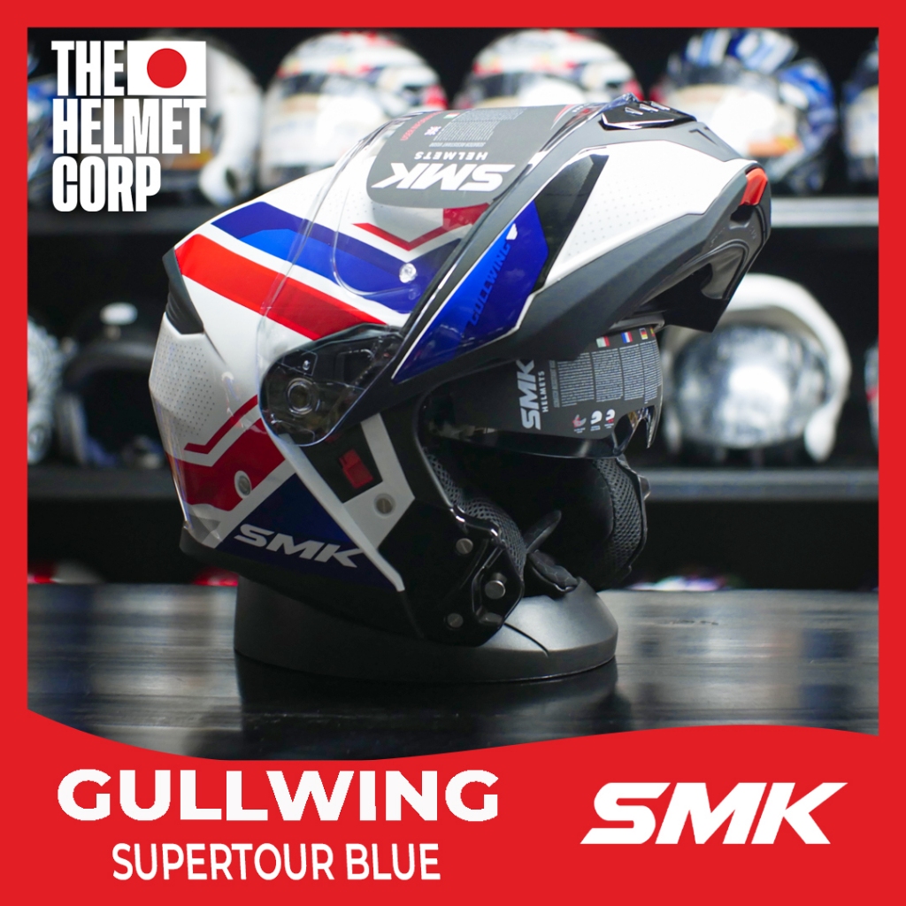 Jual HELM SMK GULLWING SUPERTOUR BLUE MODULAR FLIP UP HELMET SMK ...