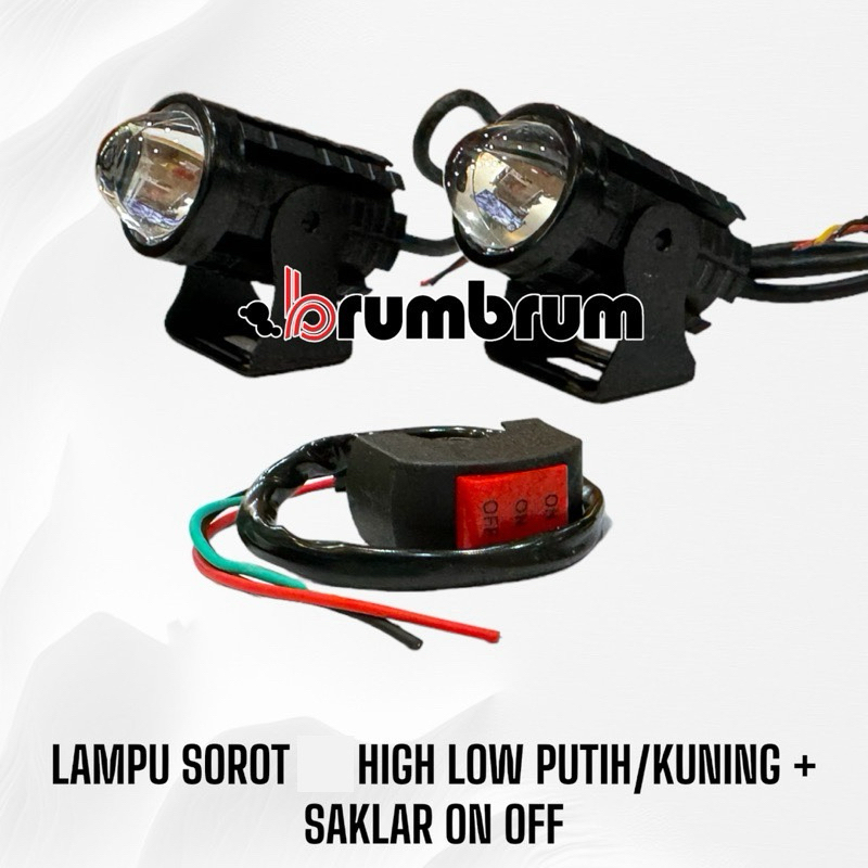 Jual LAMPU SOROT LED MINI LASER HIGH LOW ( SEPASANG ) + SAKLAR ON OFF ...