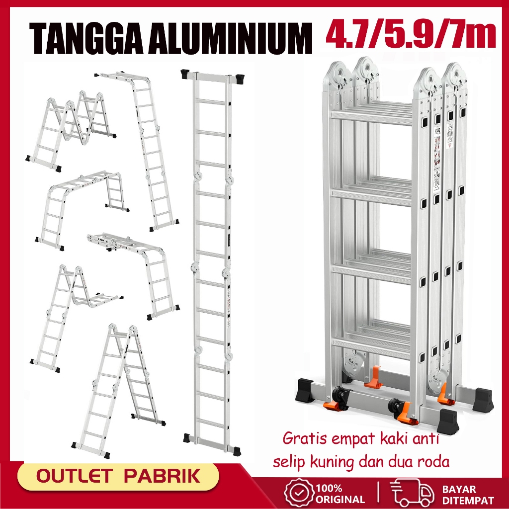 Jual IXCE Tangga Multifungsi 4.7/5.9/7 Meter Tangga Lipat Tangga ...