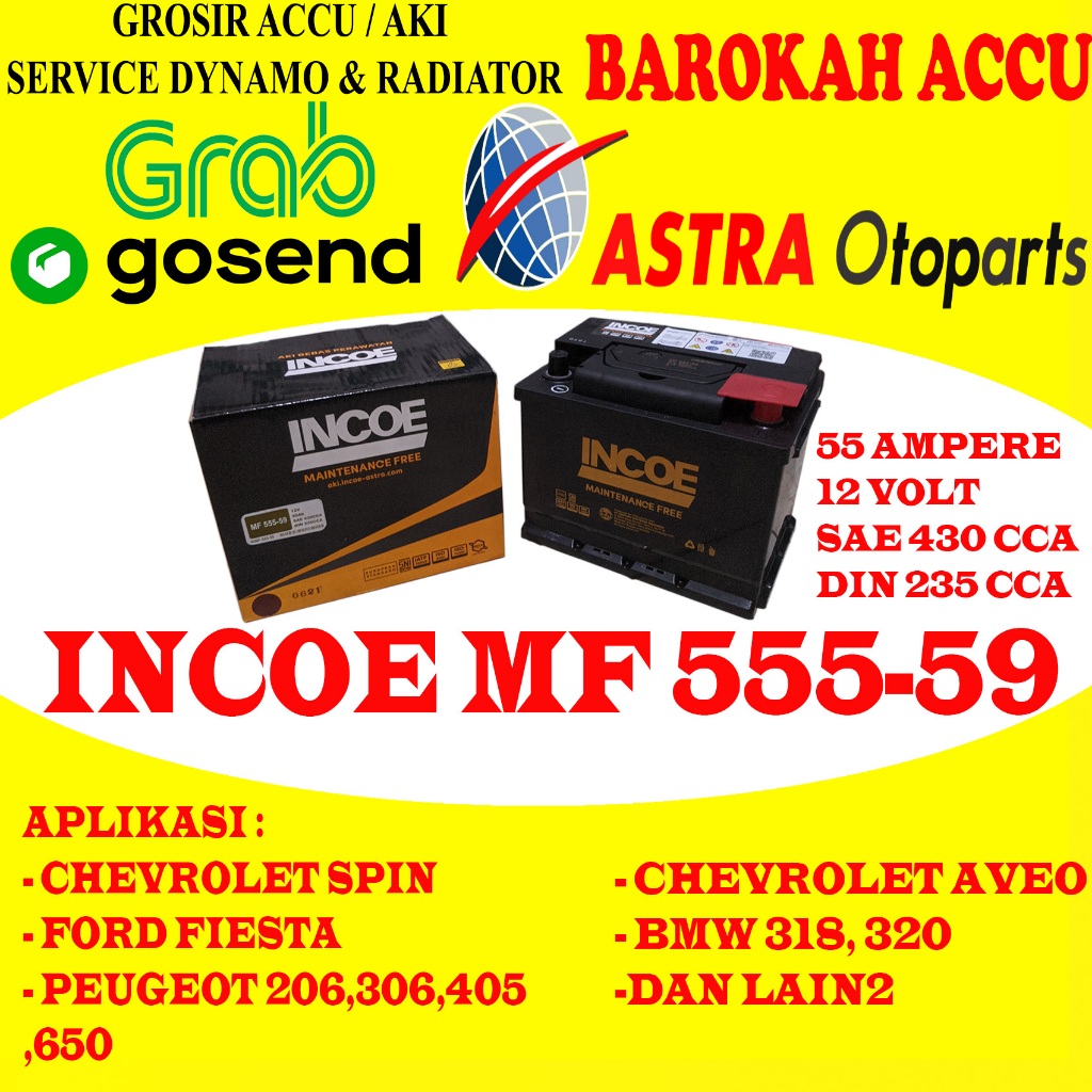 Jual AKI INCOE MF 555-59 / 55559 , 55 AH ASTRA OTOPARTS | Shopee Indonesia