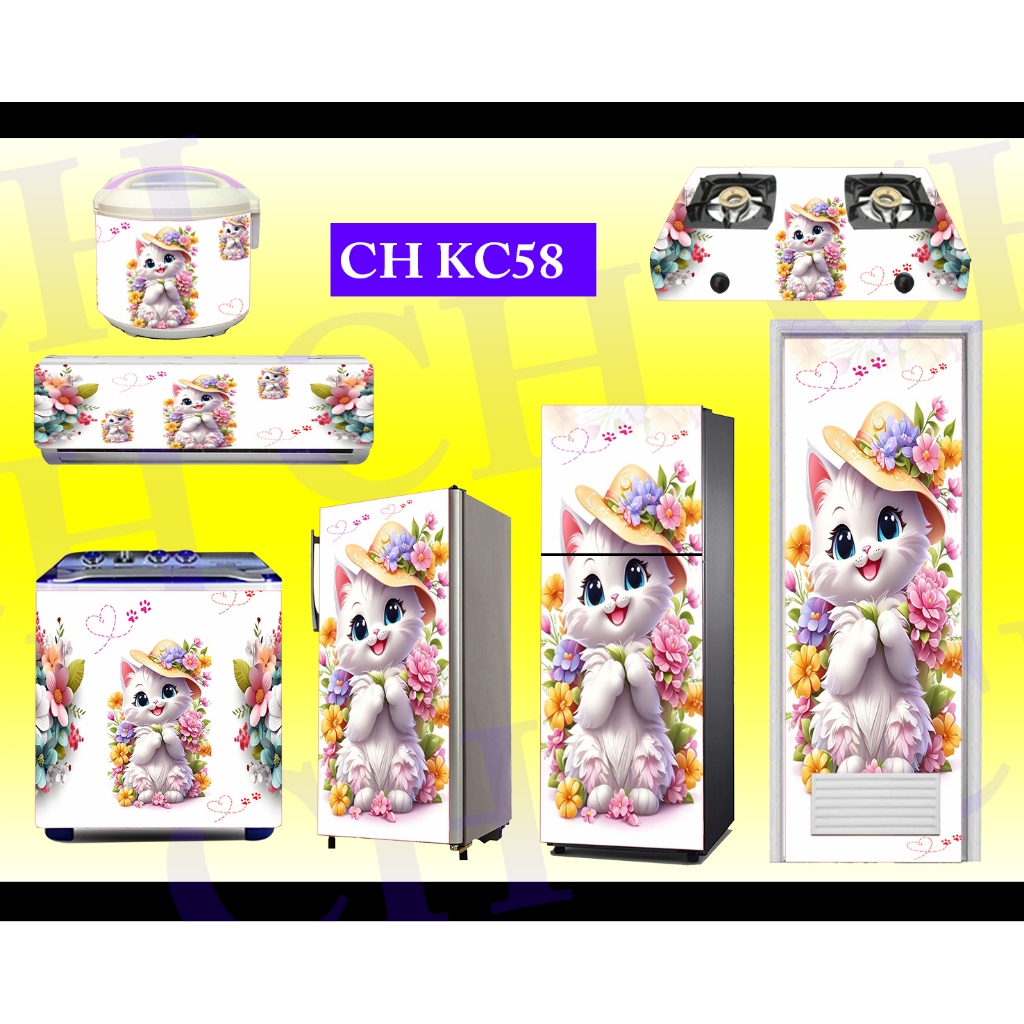 Jual STIKER KULKAS, MAGICOM, KOMPOR, AC, MESIN CUCI, PINTU WC MOTIF KUCING CH KC58 | Shopee ...