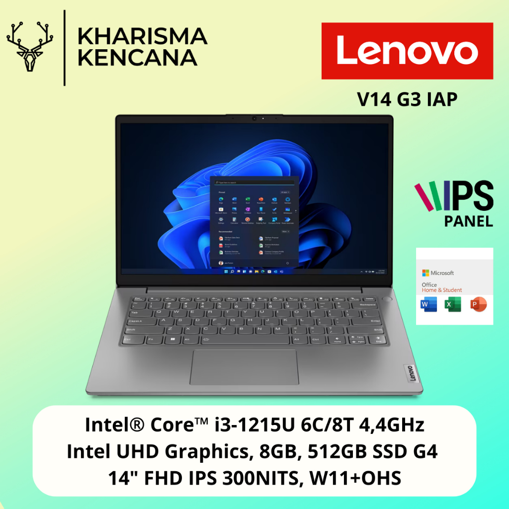 Jual LENOVO V14 G3 IAP CORE i3 1215U 8GB 512GB 14" FHD IPS 300nits W11+OHS | Shopee Indonesia