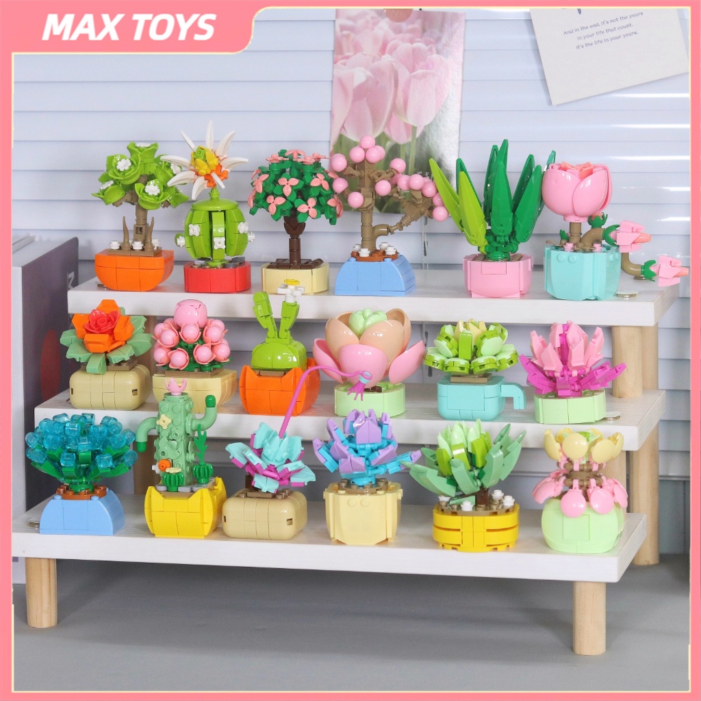 Jual MAX TOY Pot Bunga Bricks Tanaman Sukulen Dari Balok 3D DIY Buket ...