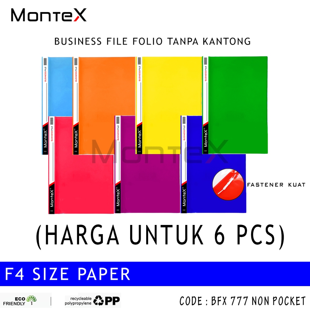 Jual MONTEX (6 PCS) BUSINESS BISNIS FILE POLOS F4 FOLIO TANPA KANTONG ...
