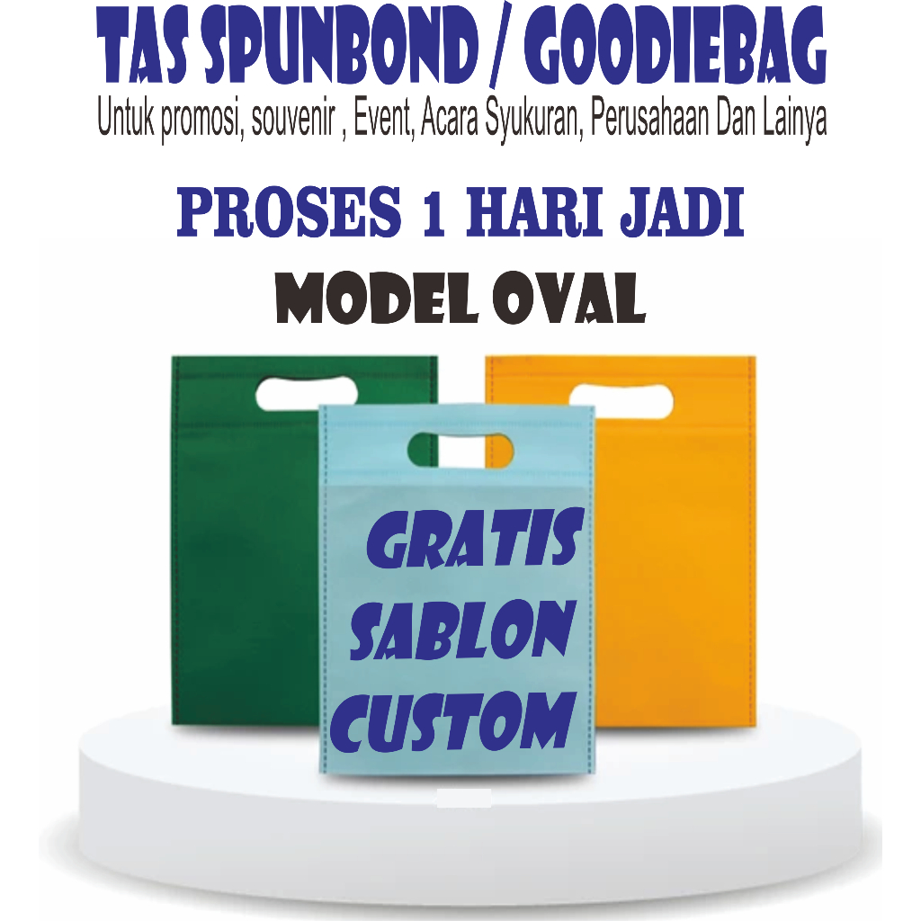 Jual Tas spunbond oval goodie bag oval sablon custom, souvenir | Shopee ...